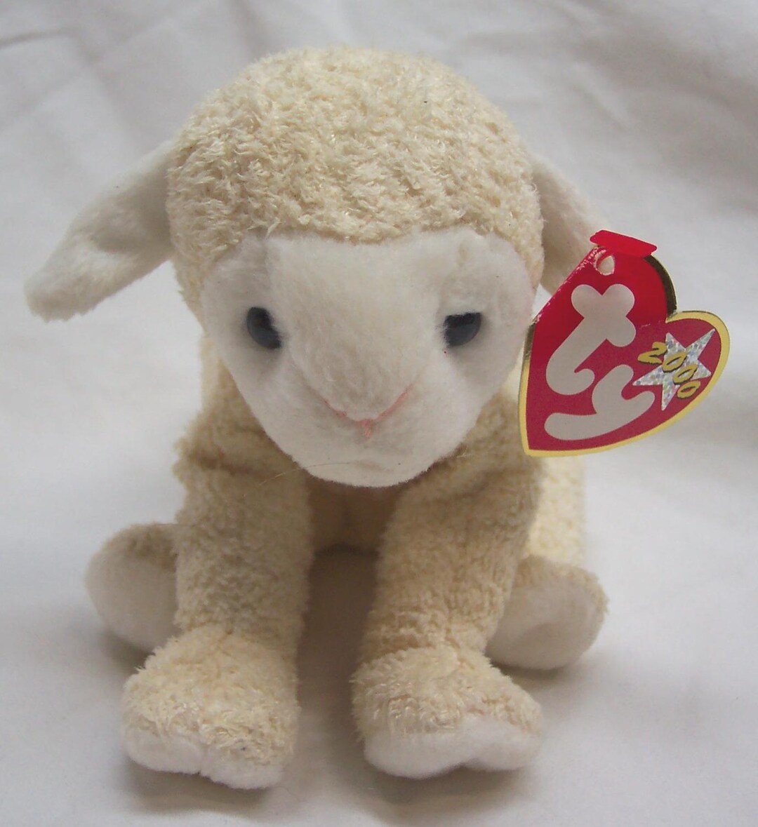 TY 2000 Beanie Babies FLEECIE the White Lamb Sheep 7" Bean Bag Stuffed ...