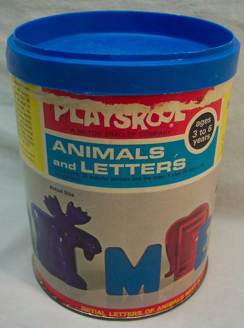 1973 Vintage Playskool ANIMALS AND LETTERS Toy Set W/ Can - Etsy