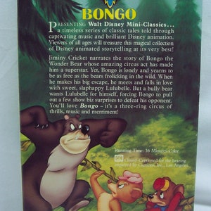 Vintage Walt Disney Cartoon Mini Classics BONGO Vhs Video Movie 90's ...