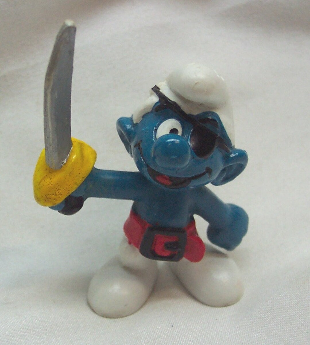 Vintage 1978 Schleich the SMURFS PIRATE Smurf 2" PVC Toy Figure 1970's ...