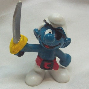 Vintage 1978 Schleich the SMURFS PIRATE Smurf 2" PVC Toy Figure 1970's ...