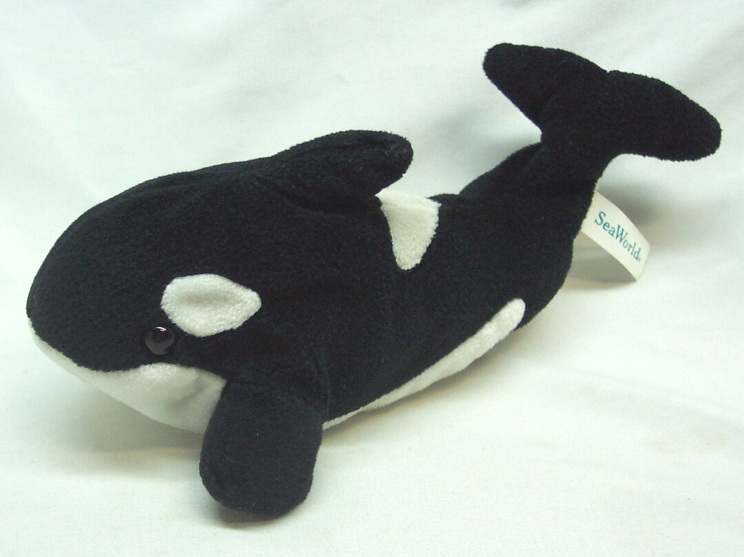 Vintage Sea World SHAMU KILLER WHALE Orca 9" Bean Bag Stuffed Animal ...