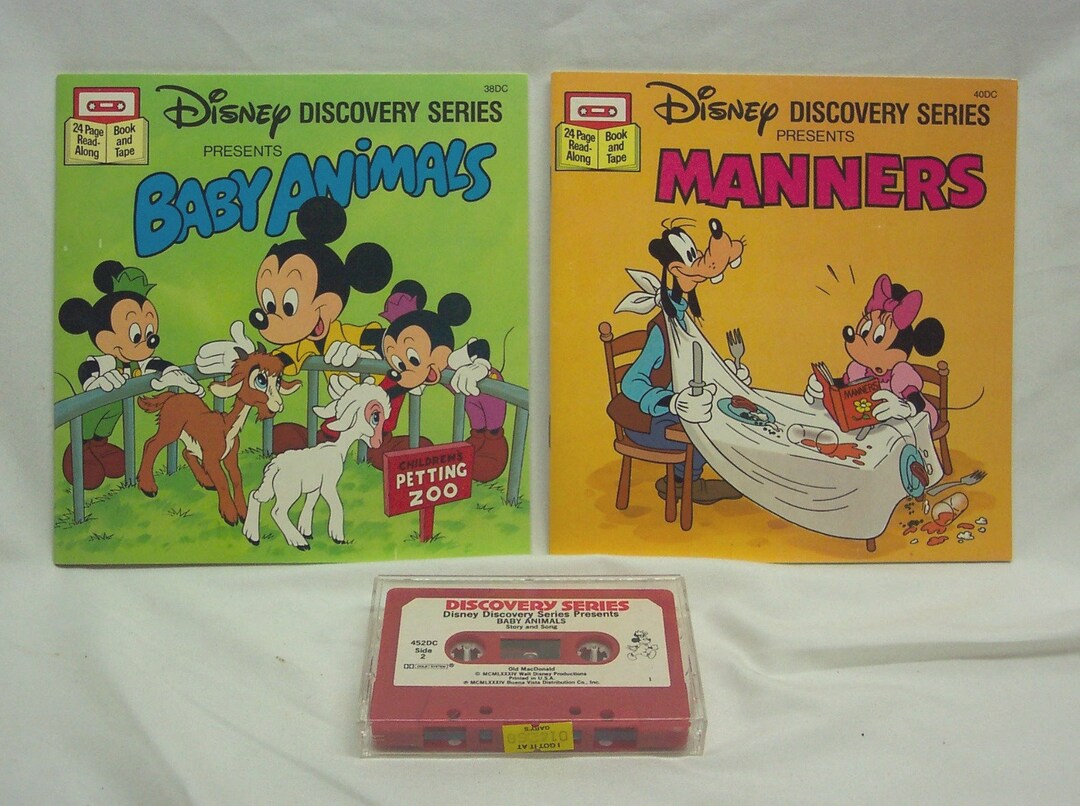 Vintage Walt Disney Mickey Mouse BABY ANIMALS / MANNERS Read Along Book ...