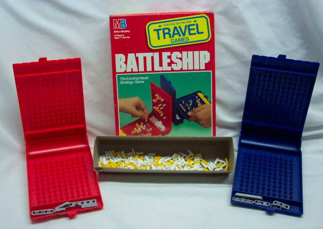 Vintage 1989 BATTLESHIP Travel GAME COMPLETE 1980's Milton Bradley ...