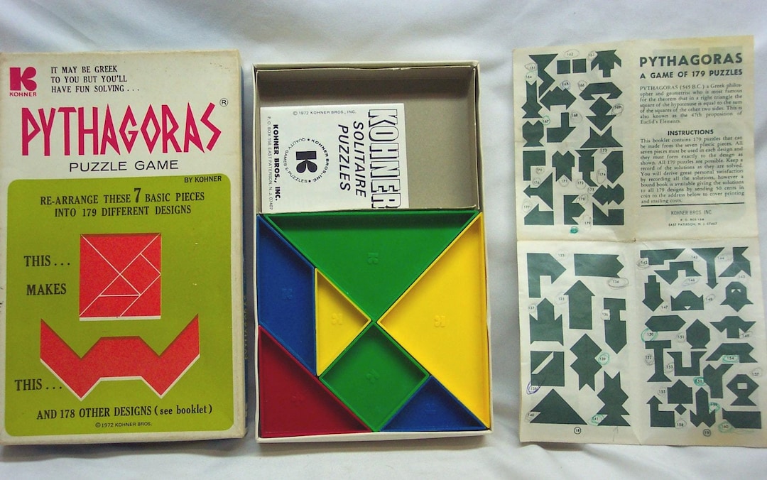 Vintage 1972 Kohner Bros Pythagoras A Solitaire Puzzle Game Complete