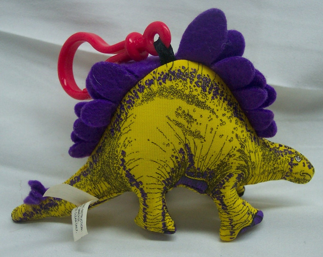 Vintage 2001 Wendy's Yellow & Purple STEGOSAURUS DINOSAUR 6" Plush CLIP ...