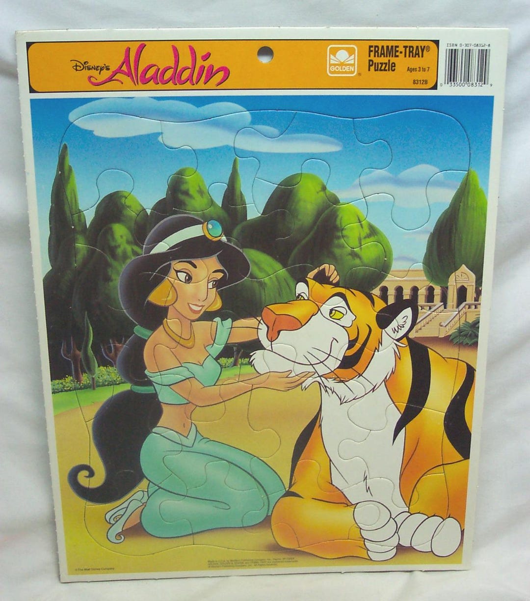Vintage 1990's Golden Walt Disney ALADDIN JASMINE 20 Piece Frame Tray ...