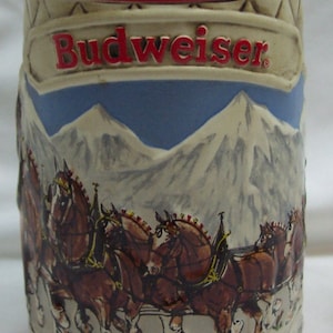 Vintage 1985 BUDWEISER Series A Clydesdale Horse BEER STEIN Christmas ...