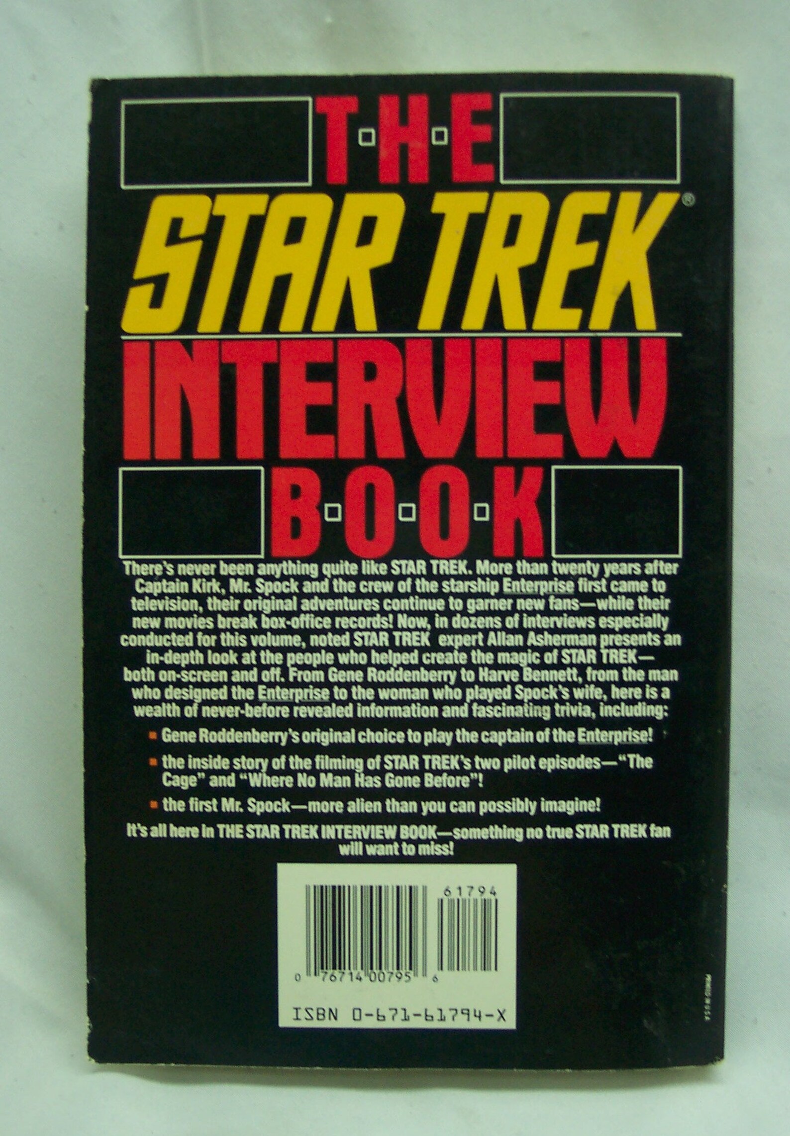 Star Trek THE INTERVIEW BOOK 1st Edition 1st Printing Hardcover Book ...