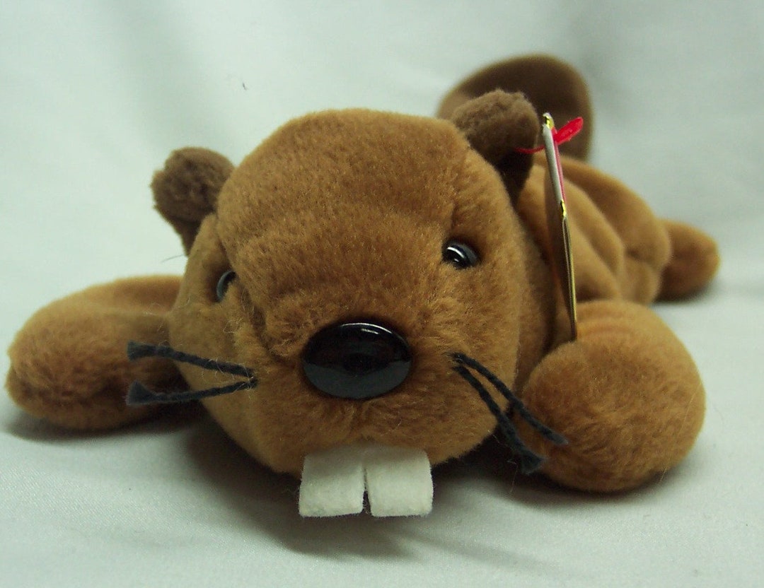 Vintage 1995 TY Beanie Baby BUCKY the Beaver Bean Bag Stuffed Toy ...
