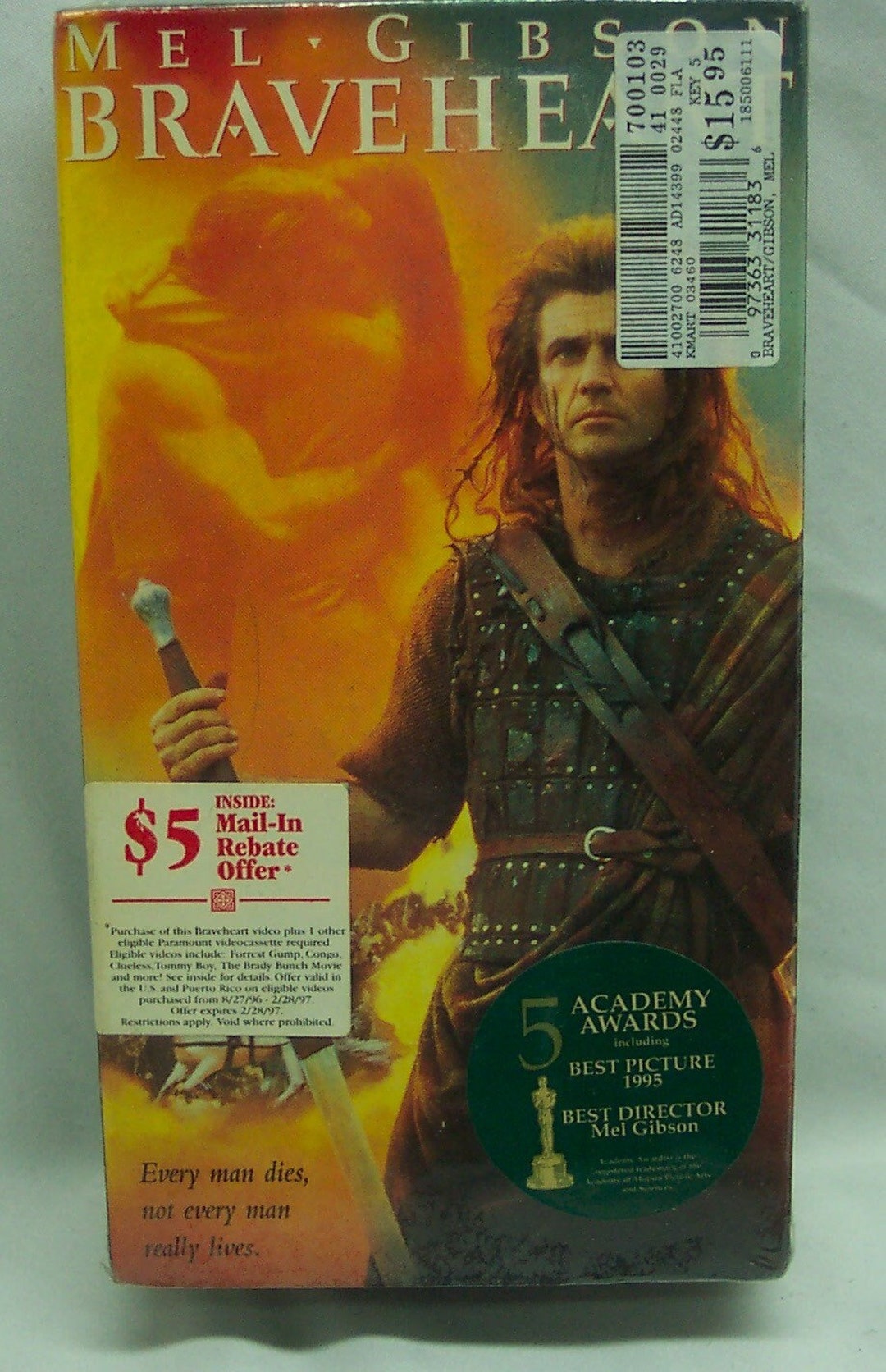 BRAVEHEART VHS Video Classic NEW in Shrink Wrap Mel Gibson 1995 - Etsy