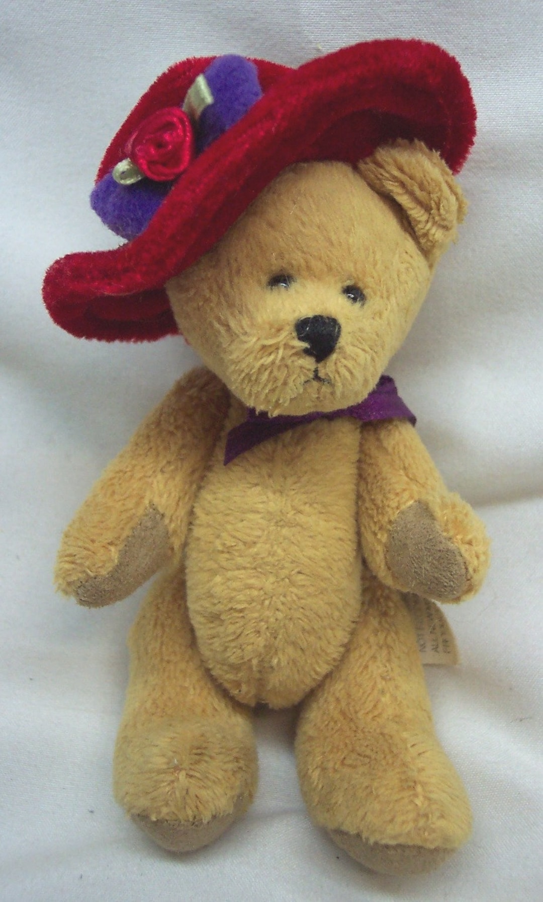 Vintage GANZ Li'l Victorian Bears Jointed TEDDY BEAR W/ Red Hat Plush ...