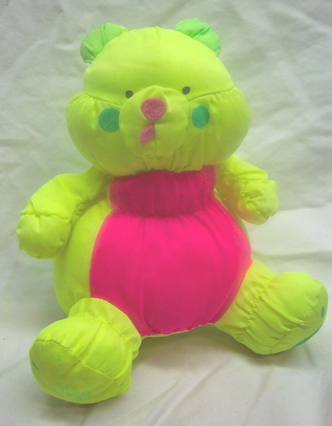 Vintage Stuffins NYLON FLUORESCENT Teddy Bear 8" Plush Stuffed Animal ...