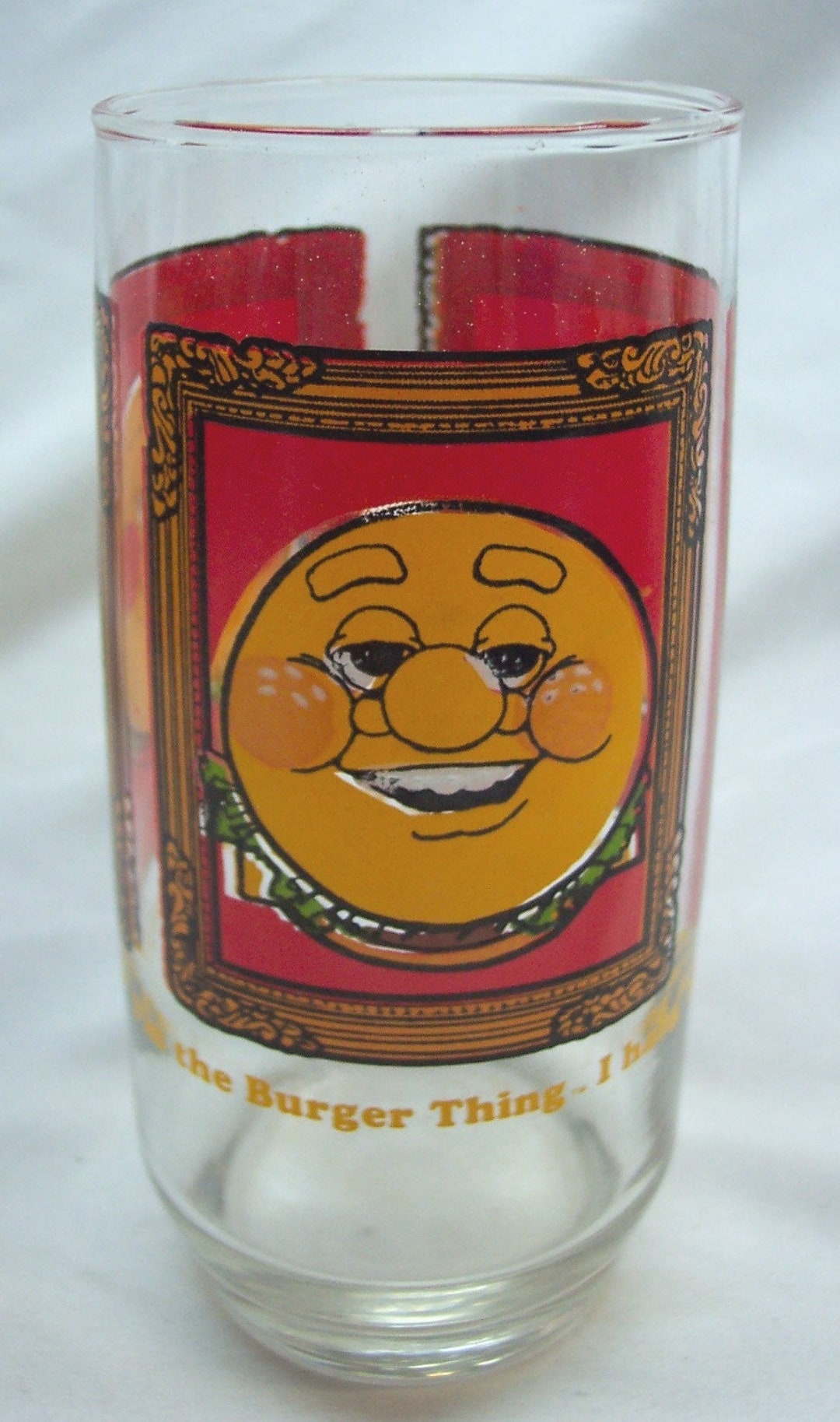 Vintage 1979 Burger King FUNNY BURGER THING 6" Collector's Glass Cup ...