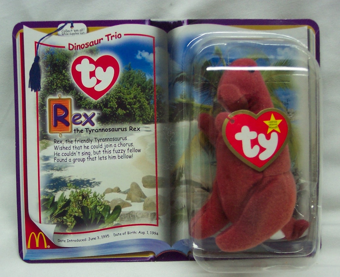 Vintage Errors TY Teenie Beanie REX T-REX Dinosaur Trio 4" Plush ...