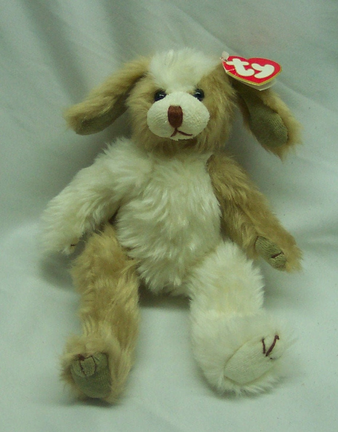 Vintage TY Attic Treasures Tan & White SCRUFFY Dog 9" Bean Bag Stuffed ...
