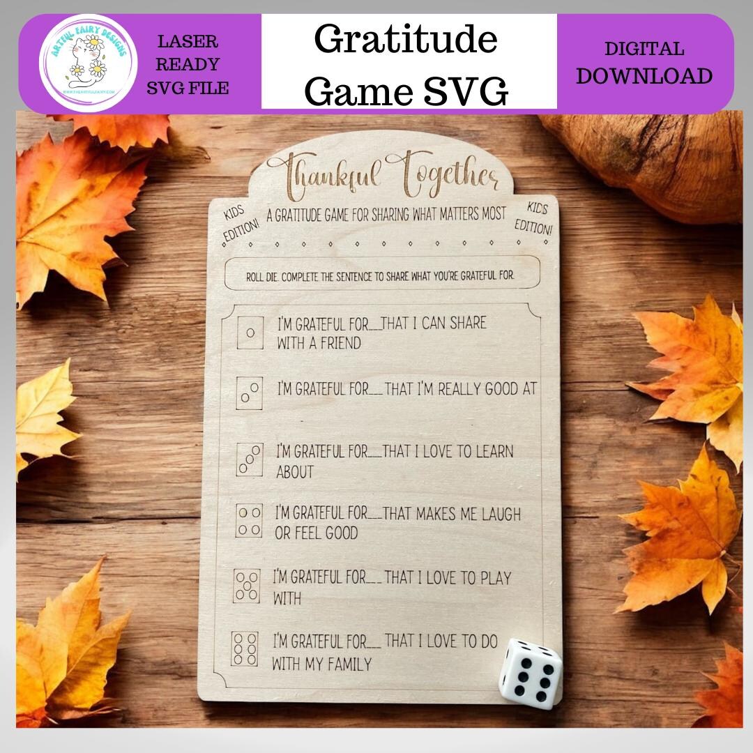 Thankful Together Gratitude Dice Game Svg for Adults and Kids ...