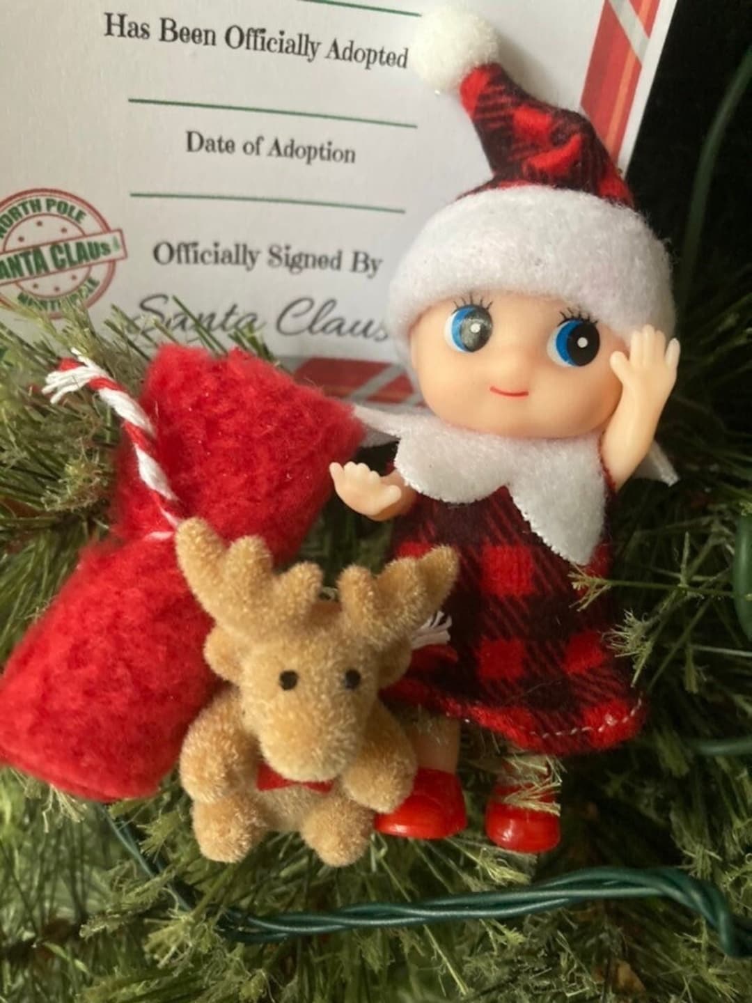 Buffalo Plaid Christmas Elf Baby or Elf Toddler Doll Set, Elf Accessory ...