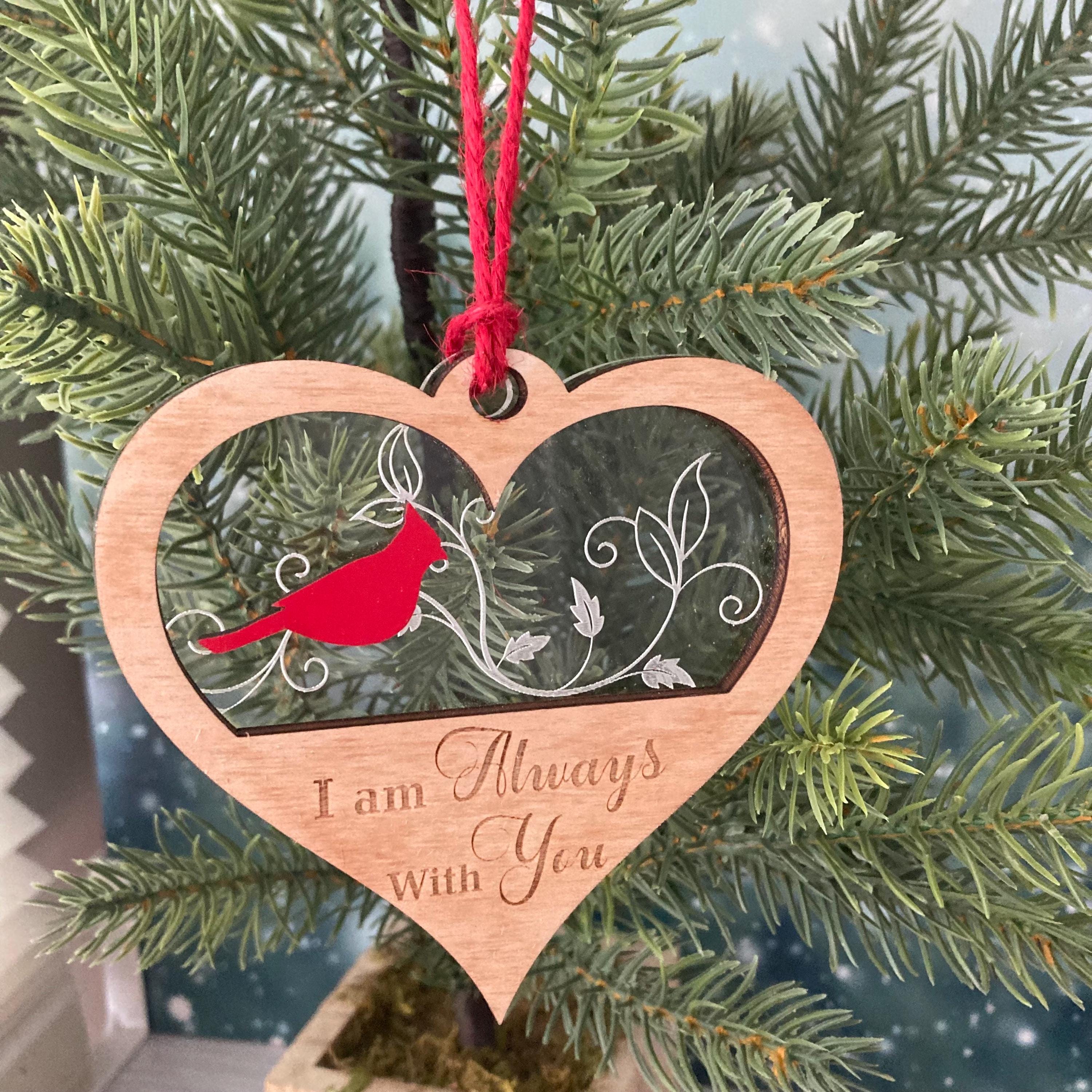 Cardinal Memorial Heart Ornament SVG: Laser Cut File, Glowforge Ready ...