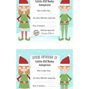 Elf Baby Adoption Certificate Instant Download, Printable Elf Prop, Elf ...