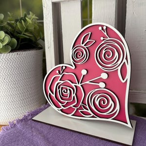 Floral Wood Heart Home Decor, Wedding or Anniversary Table Decoration ...