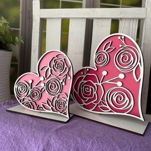 Floral Wood Heart Home Decor, Wedding or Anniversary Table Decoration ...