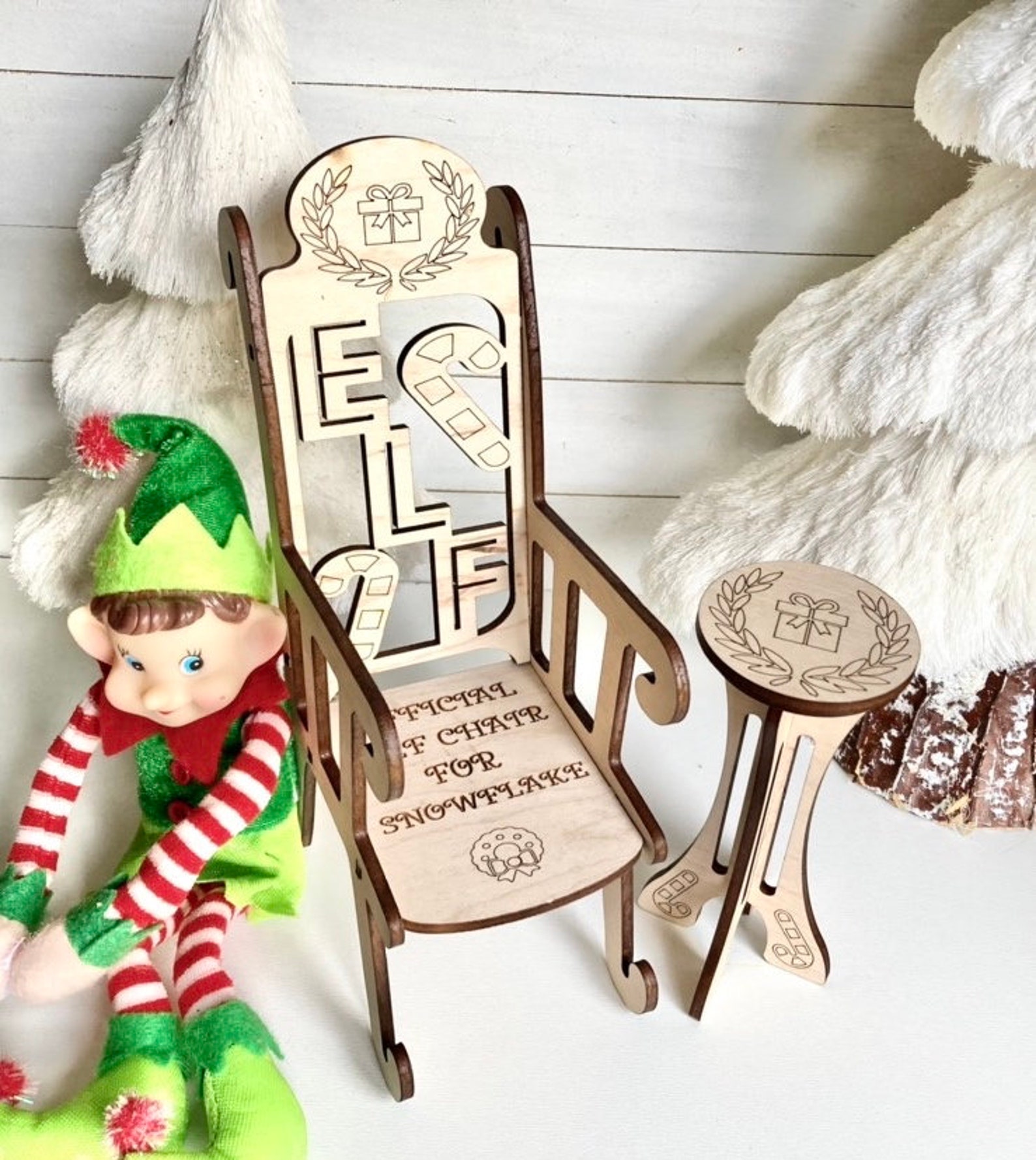 Personalized Christmas Elf Chair and Table Wood Doll - Etsy