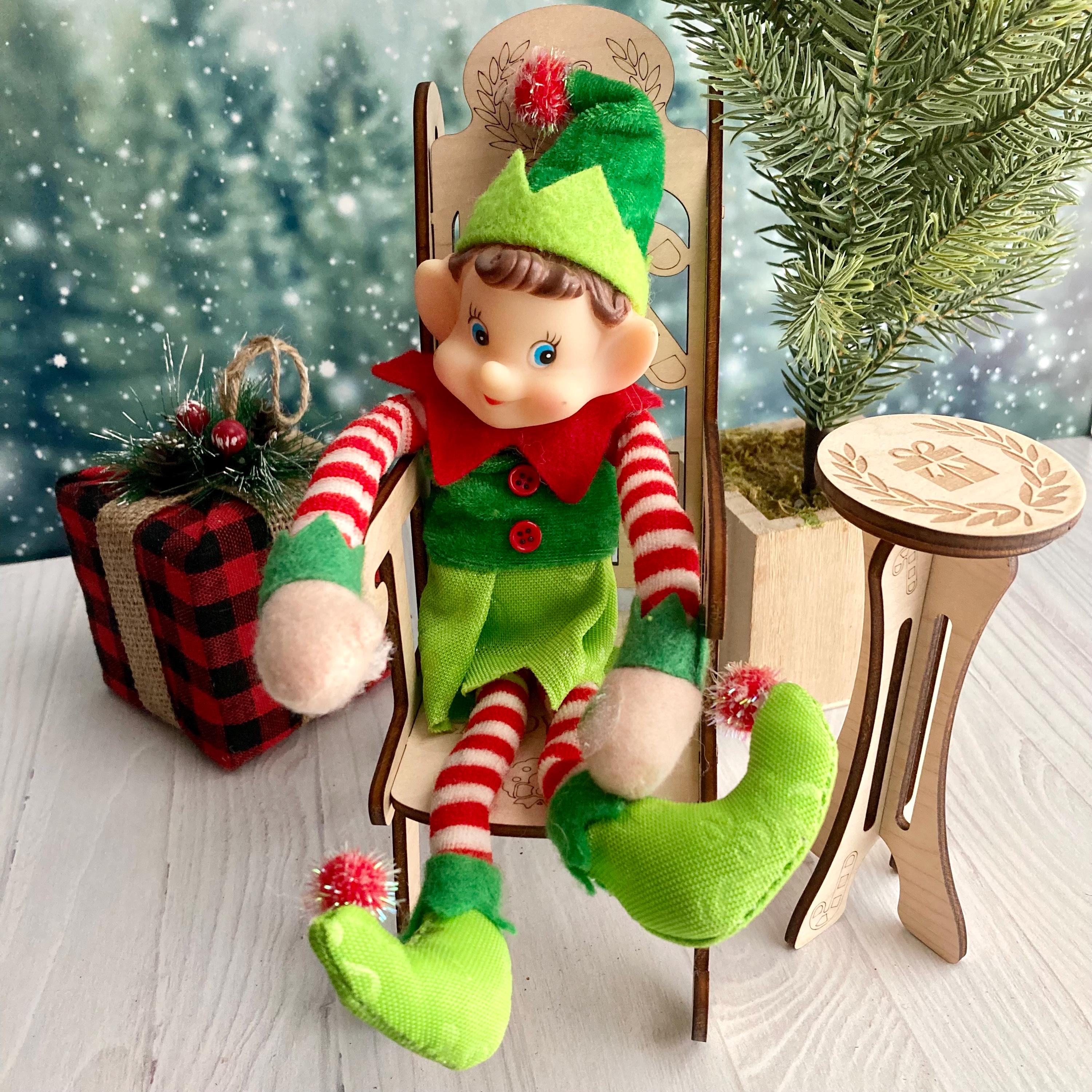 Personalized Christmas Elf Chair and Table Wood Doll Furniture, Elf ...