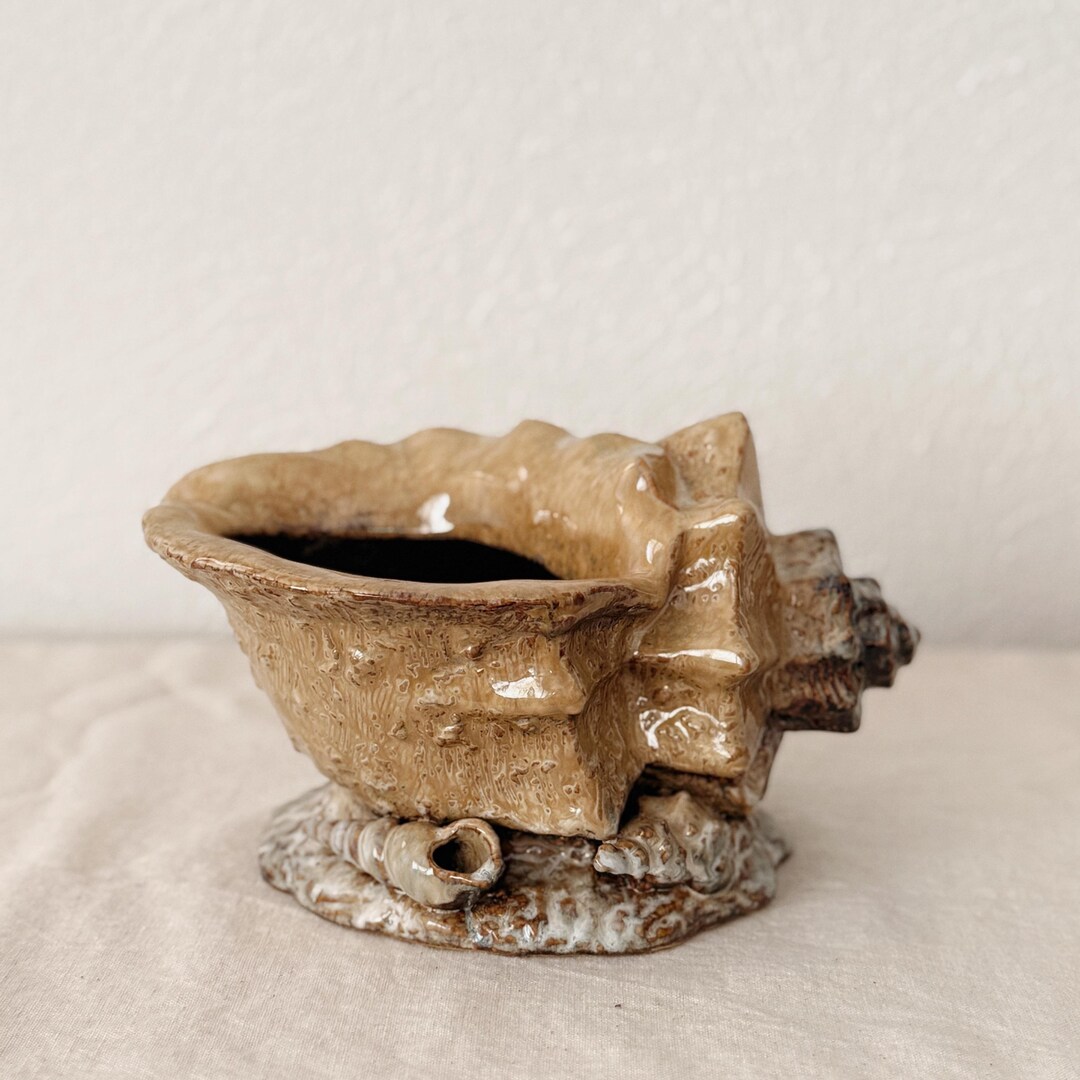 Vintage Ceramic Sea Shell Decorative Planter - Etsy