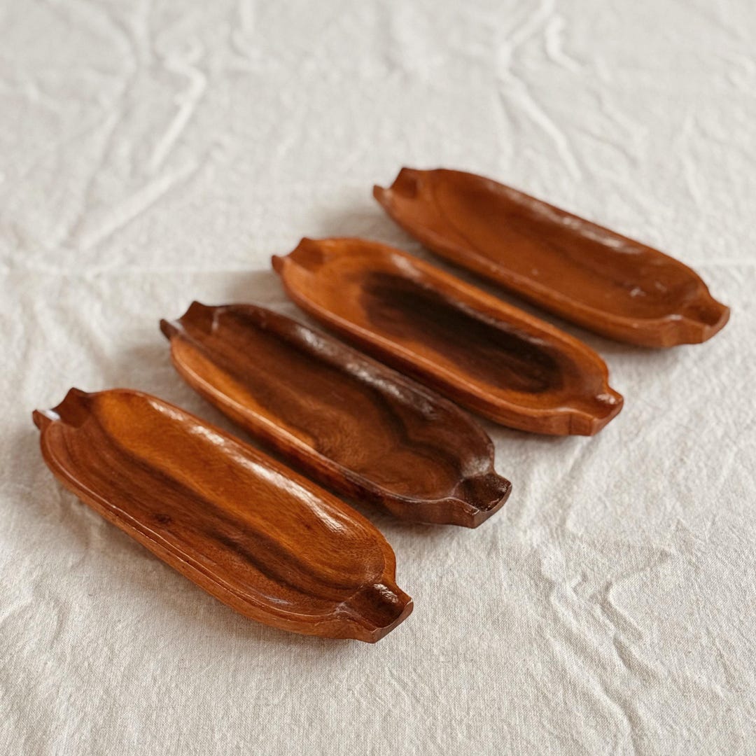 Vintage Hand Carved Wood Corn on the Cob Trays Set of Four (4) - Etsy