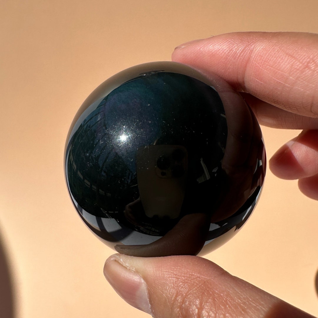 See Video! - Green Sheen Obsidian Healing Crystal Sphere - Etsy