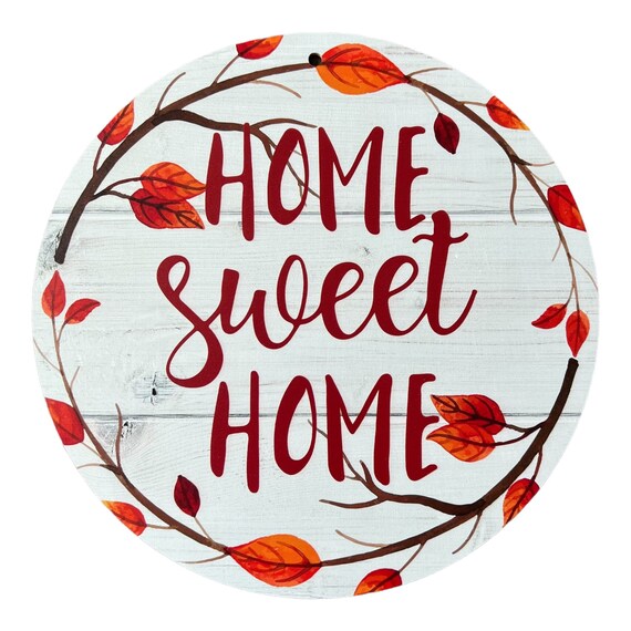 12 Inch Home Sweet Home Round Wood Sign Wreath Signwreath - Etsy