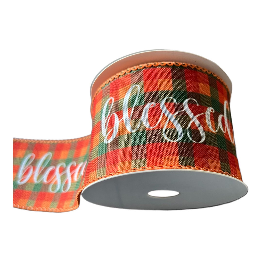 2.5 X 10 Yards,fall Ribbon, Blessed,plaid Ribbon - Etsy