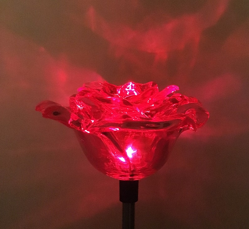 Solar Powered Red Rose Flower Multi-color Changing LED Light | Etsy