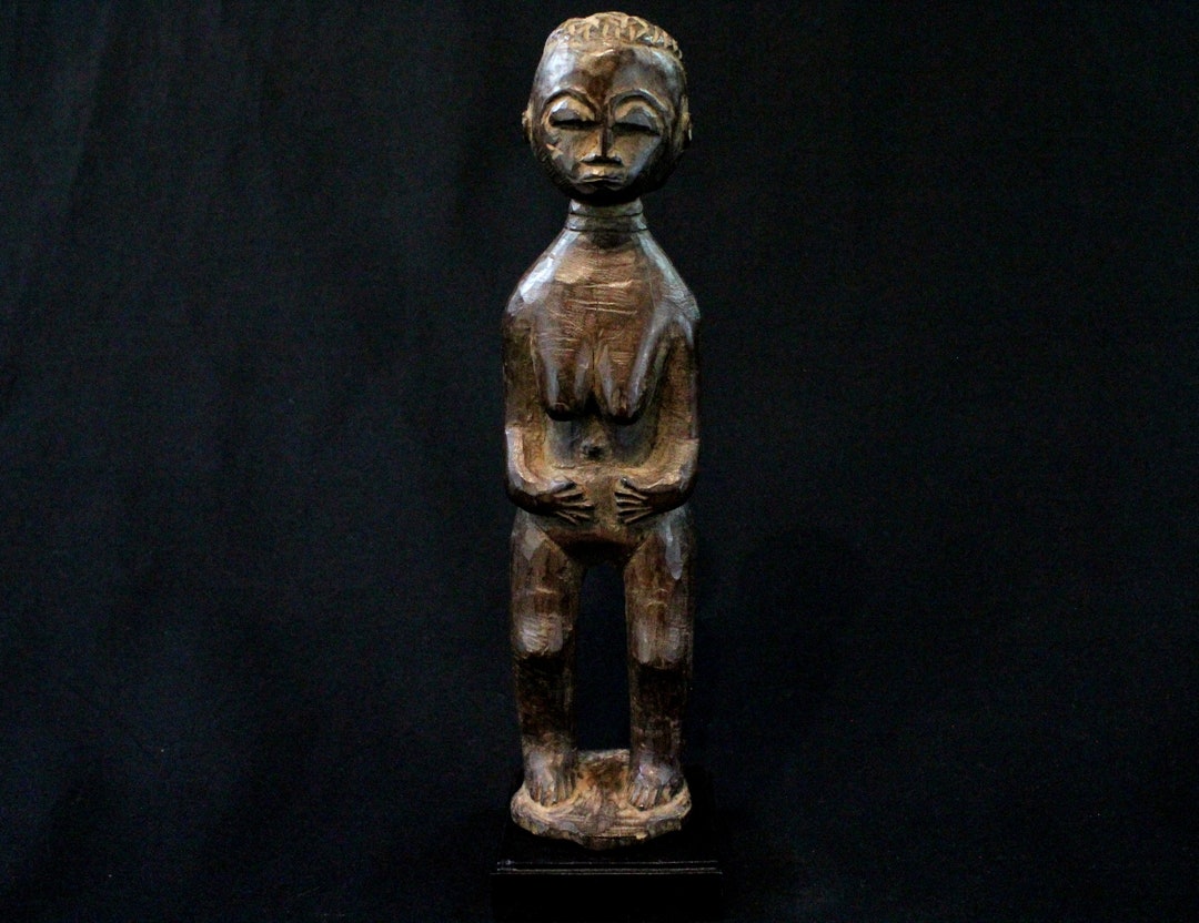 Tribal African Art Old Baoulé Statue on Wooden Base Baule Antique Item ...
