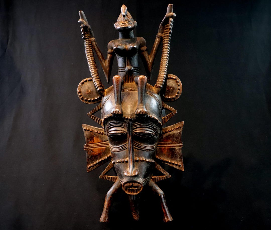 African Art Tribal First Arts Kpelie Wooden Mask Senoufo Ethnicity ...