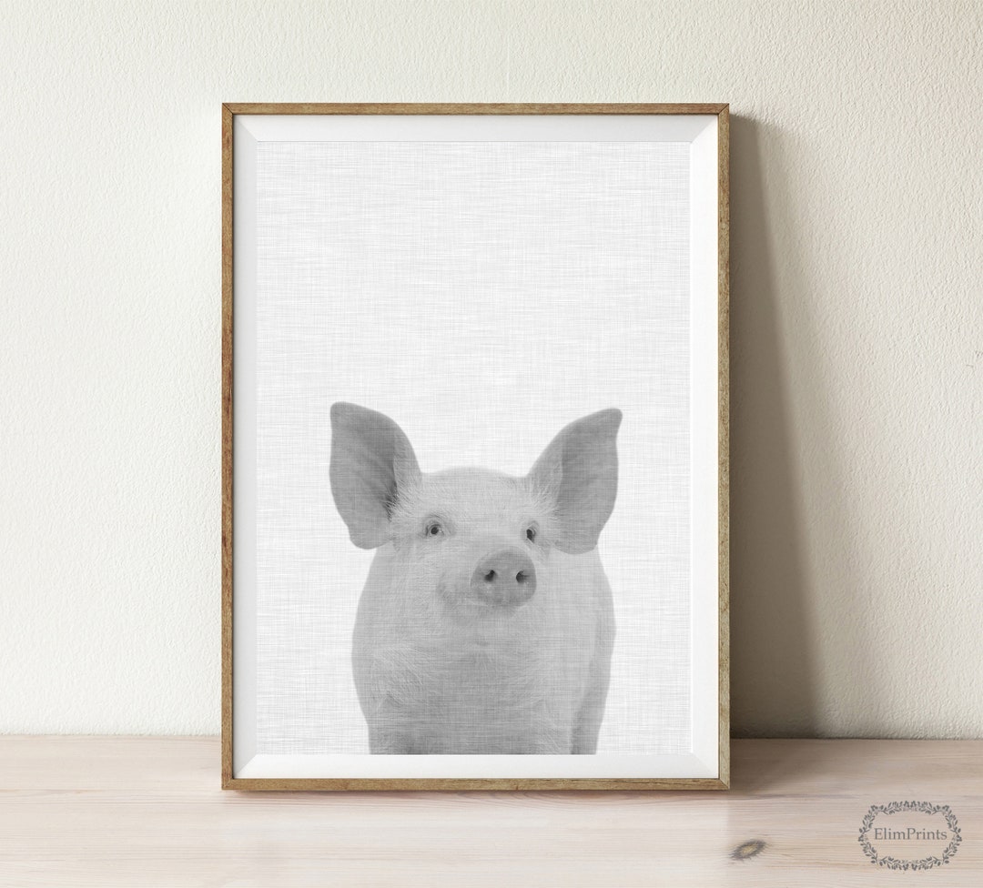 Farm Animal Printable Wall Art, Pig Poster, Pig Prints, Farm Animal ...