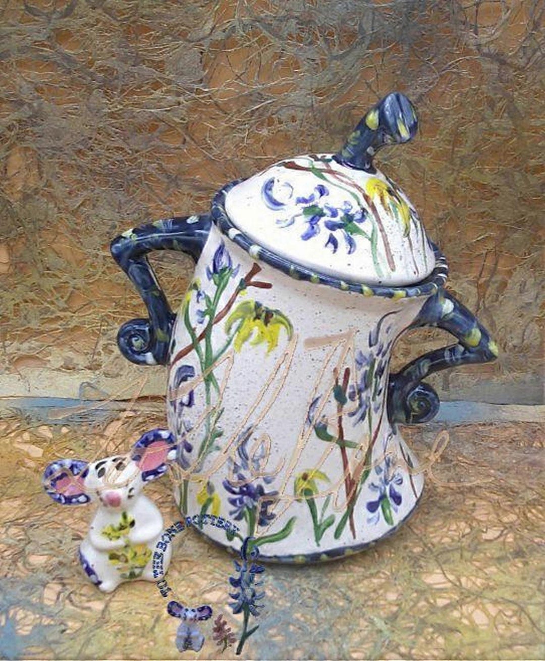 Yellow and Navy Sassy Wildflower Canister - Etsy