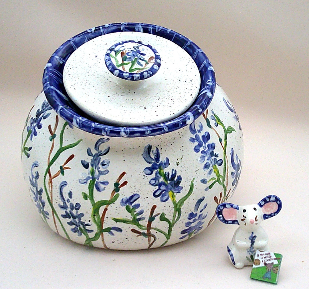 Bluebonnet Cookie Jar With Mouse - Etsy