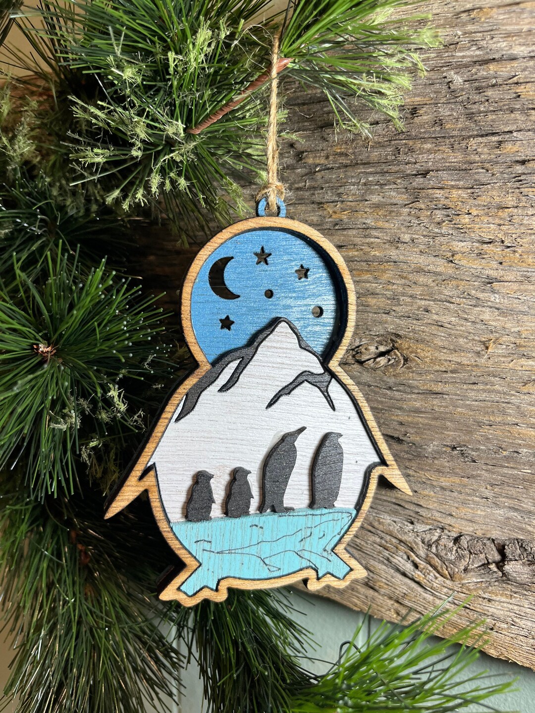 Custom Penguin Shape Layered Winter and Ice Ornament Handmade - Etsy