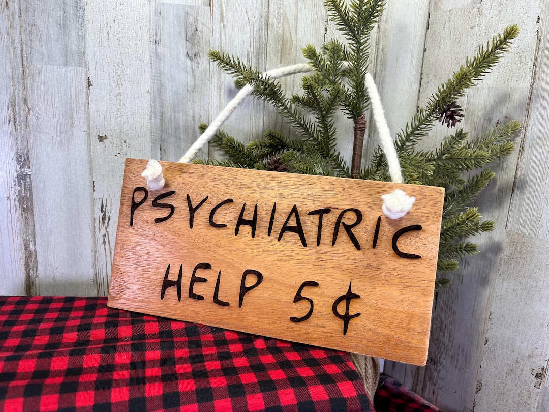 Mahogany Psychiatric Help Sign: Charlie Brown Inspired Decor - Etsy