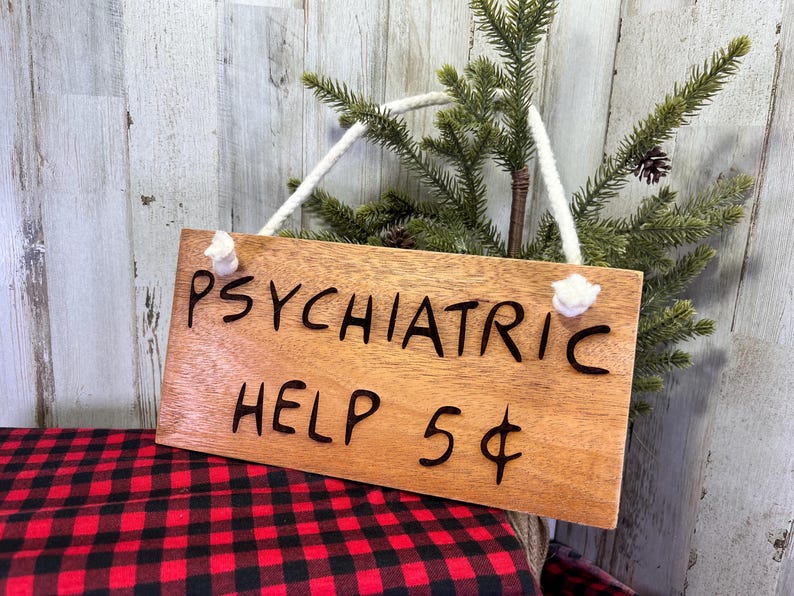 Mahogany Psychiatric Help Sign: Charlie Brown Inspired Decor - Etsy ...