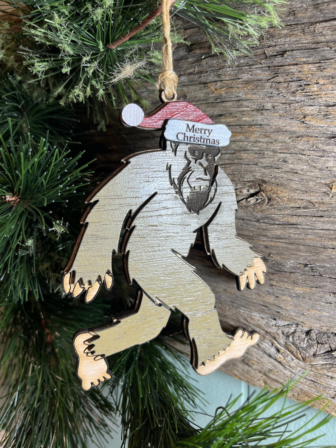 Bigfoot Ornament Layered Squatch Merry Christmas or Squatch'mas - Etsy