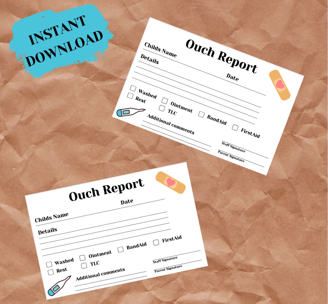 Ouch Report Printable Daycare PDF Child Incident Sheet | Etsy
