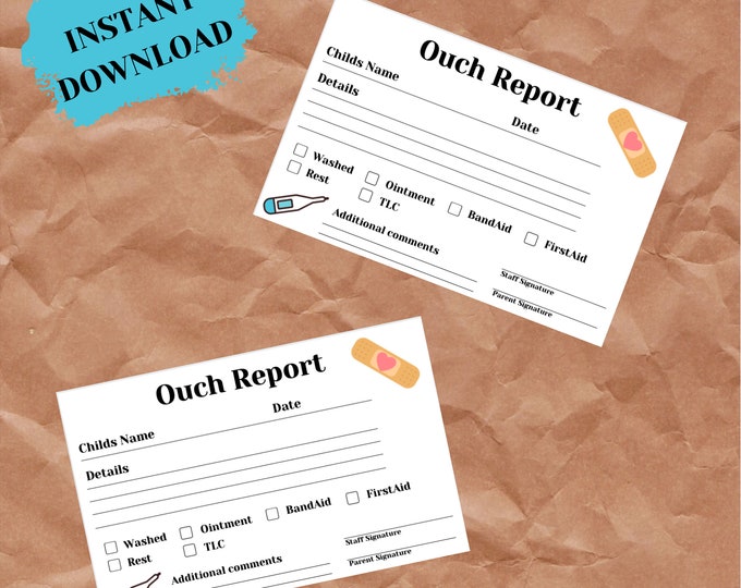 Ouch Report, Printable Daycare PDF, Child Incident Sheet, Accident or ...