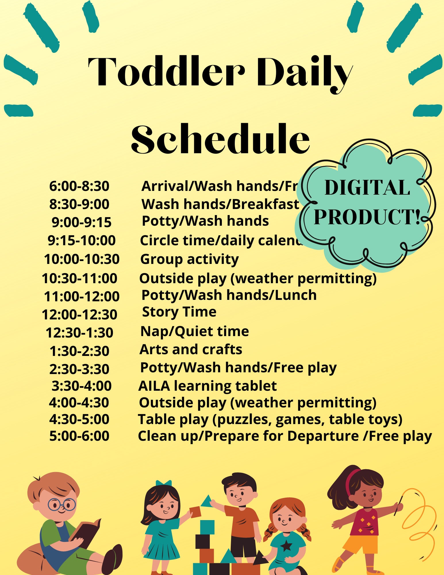 Editable Daycare Daily Toddler Schedule Instant Etsy