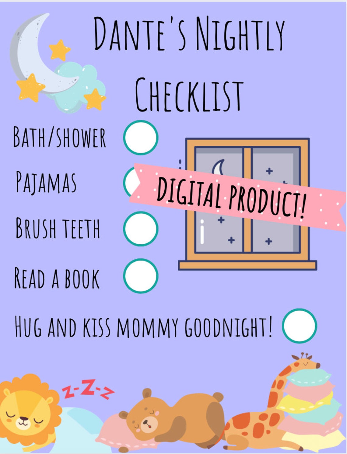 Nightly Checklist/Night time Routine/Kids Checklist | Etsy