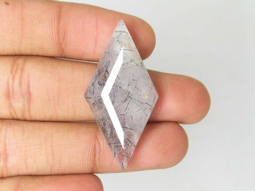 Natural Rutilated Quartz Gemstone Rhombus Shape Cabochons Faceted Rose ...