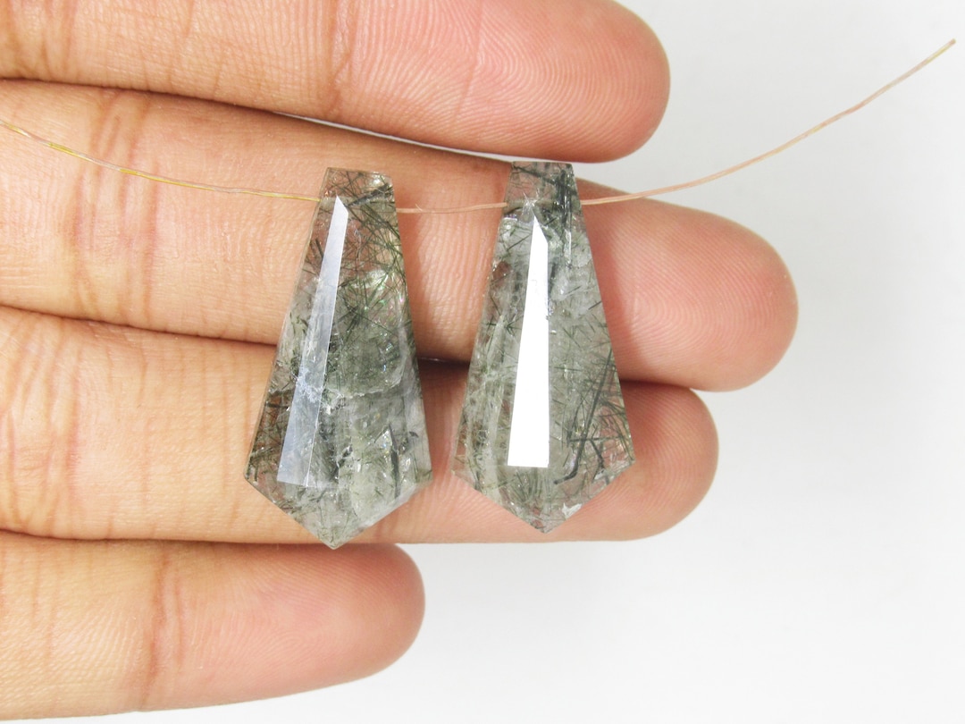 Natural Green Rutilated Quartz Gemstones Fancy Shape Gemstone Cabochon ...