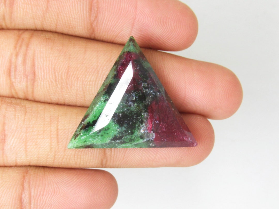 Natural Ruby Zoisite Gemstone Triangle Shape Cabochon Faceted Rose Cut ...